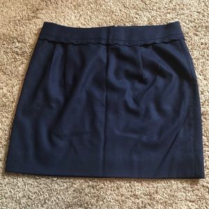 J. Crew | Skirts | J Crew Navy Blue Wool Mini Skirt W Scallop Trim ...
